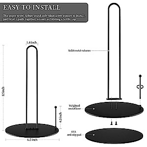 Black Paper Towel Holder Countertop,Kitchen Paper Towel Stand Holder for Standard and Large Size Rolls