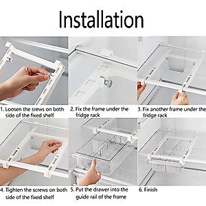 Cezoyx 2 Pack Fridge Drawer Organizer - Pull Out Refrigerator Organizer Bins with 2 Dividers, Fridge Shelf Holder Storage Box for Fruit, Vegetable, Food and Drinks, Fit for Fridge Shelf Under 0.6"