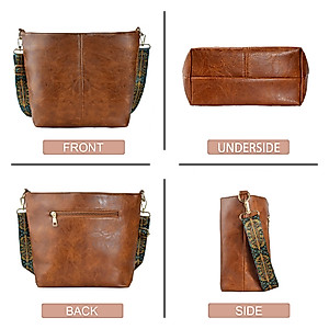 Huwzder Hobo Bags Vegan Leather Crossbody Bag Guitar Strap Shoulder Purses with Zipper Handbags for Women (Brown)