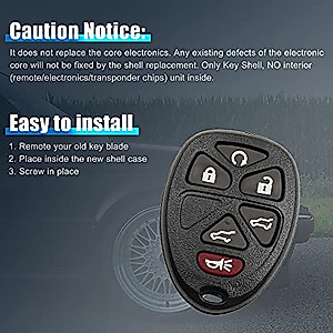uxcell OUC60270 6 Buttons Key Fob Remote Control Case Shell Replacement for Chevrolet Tahoe Suburban 1500 2007-2014