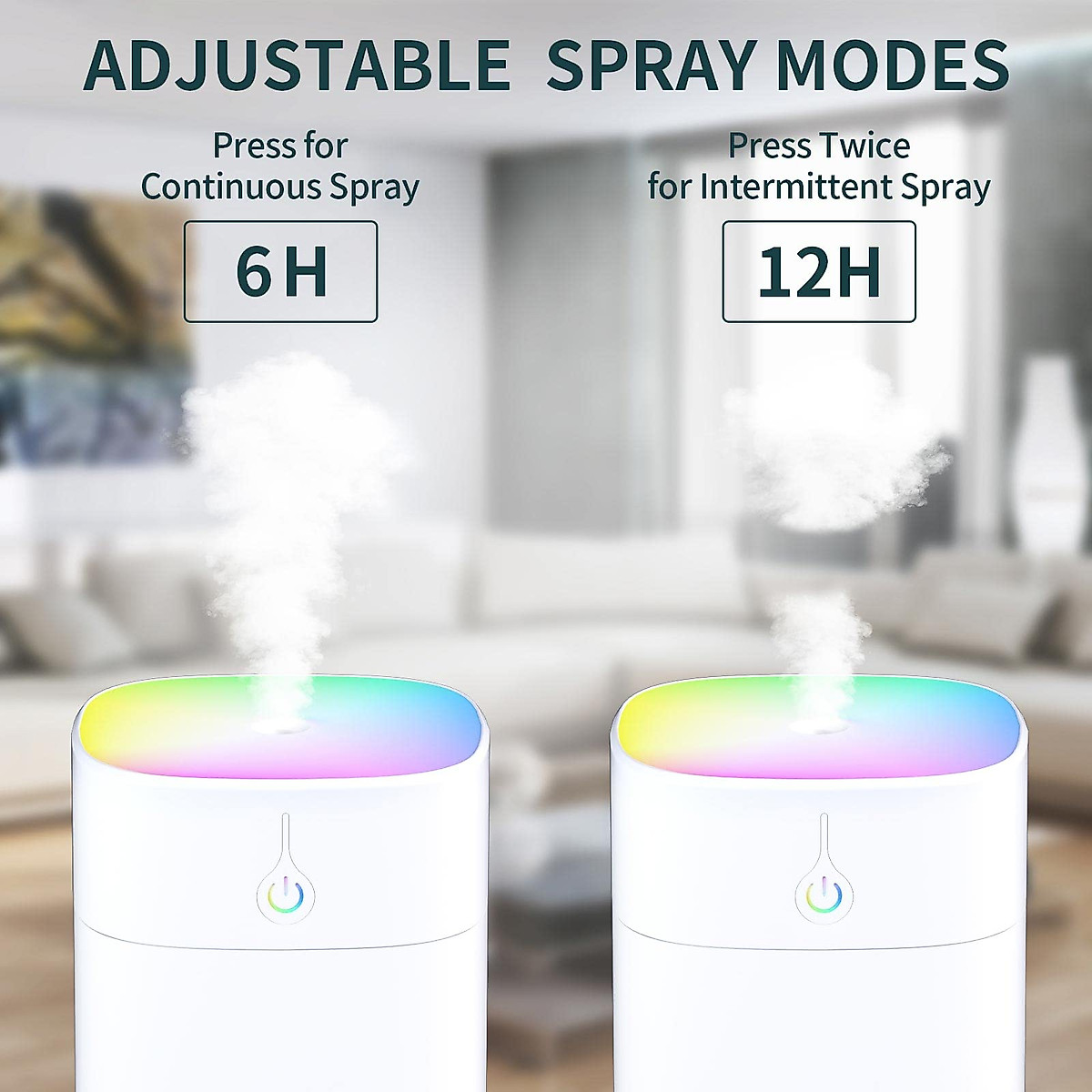 mini humidifier for bedroom Colorful Cool Mist Humidifier 350ML Personal Desktop Humidifiers with Night Light Jelison Auto Shut-Off, 2 Mist Modes,Super Quiet, for Home,Office, Yoga,White