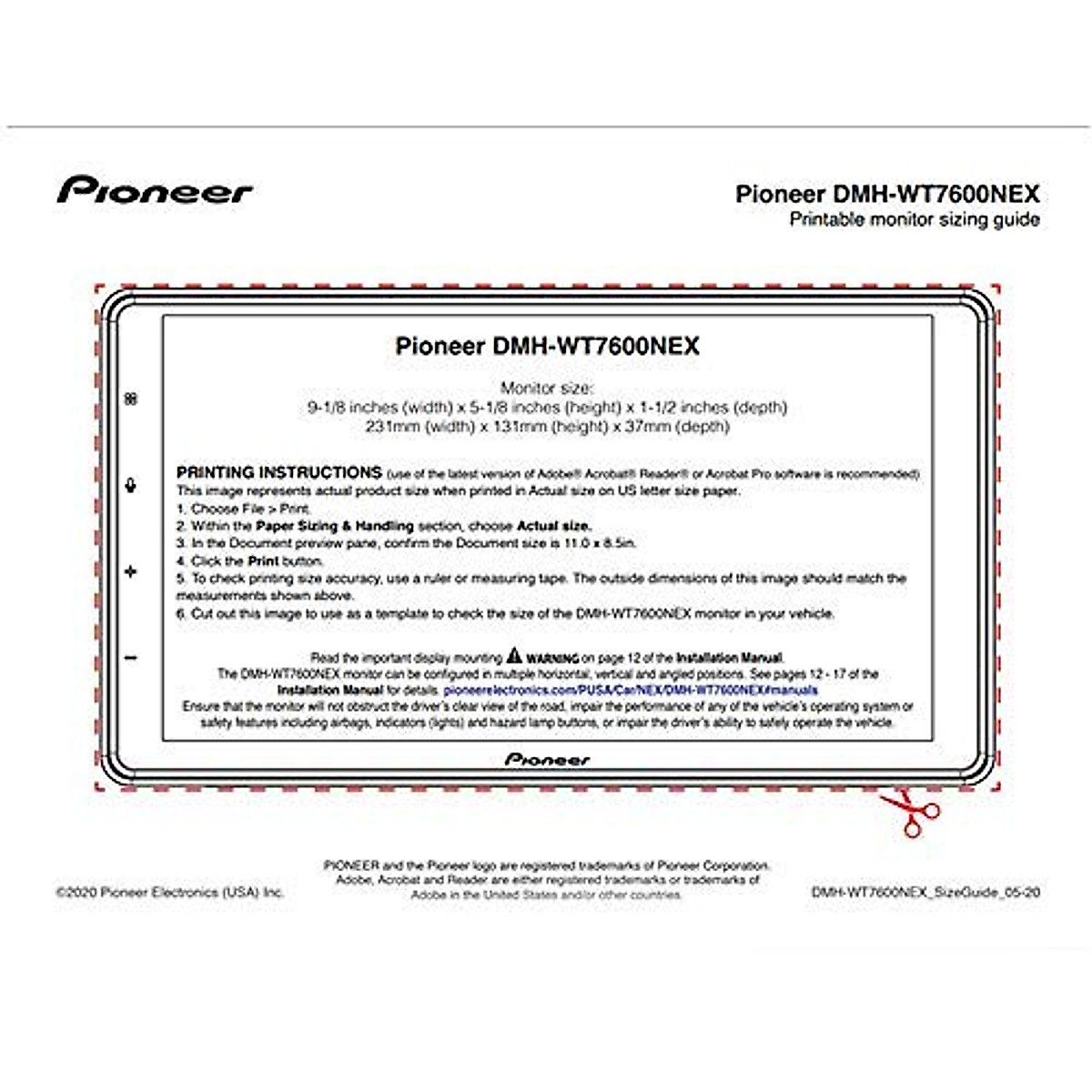 Pioneer DMH-WT7600NEX 1-DIN Digital Media Receiver w/Floating 9 inches Display (Renewed)