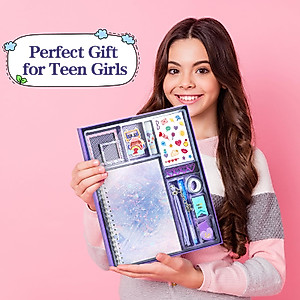 Gifts for Girls Age of 8 9 10 11 12 13 Years Old and Up, Personalized Diary Stuff for Tweens Teens, DIY Journal Set, Decorate Your Planner/Organizer, Journaling Arts Craft Kit, Ideal Girls Toy