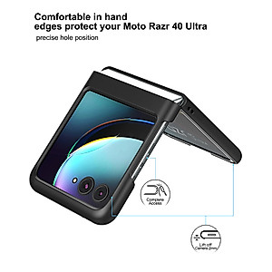 Foluu Slim Fit Case for Motorola Razr Plus 2023, with 1 Pack Soft Inner TPU Moto Razr Plus 2023 Screen Protector, 1 Pack Front Built-in Screen Protector, Matte PC Cover for Motorola Razr+ 2023 Black