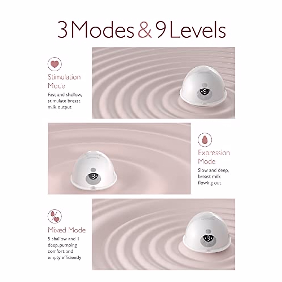 Momcozy M5 Hands Free Breast Pump, Double Wearable Breast Pump of Baby Mouth Double-Sealed Flange with 3 Modes & 9 Levels, Electric Breast Pump Portable - 24mm, 2 Pack Quill Gray