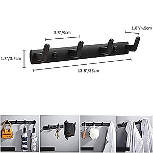 Jamend Clxp Space Aluminum Lightweight but Sturdy, Over The Door Robe Rack with Screws, for Hanging Dog Leash Bags Towel Purse, 12.8-Inch, Matte Black, Wall-Mounted, Metal Coat Hooks.(4-Hook)