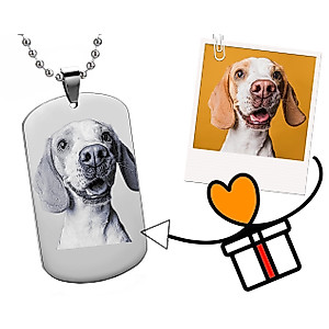 Personalized Photo Engraved Dog Tag | Pendant With Necklace | Stainless Steel | Silver | Special Jewelry Gift 4 Wedding Baby and Love | Customized | Most Beautiful Memory