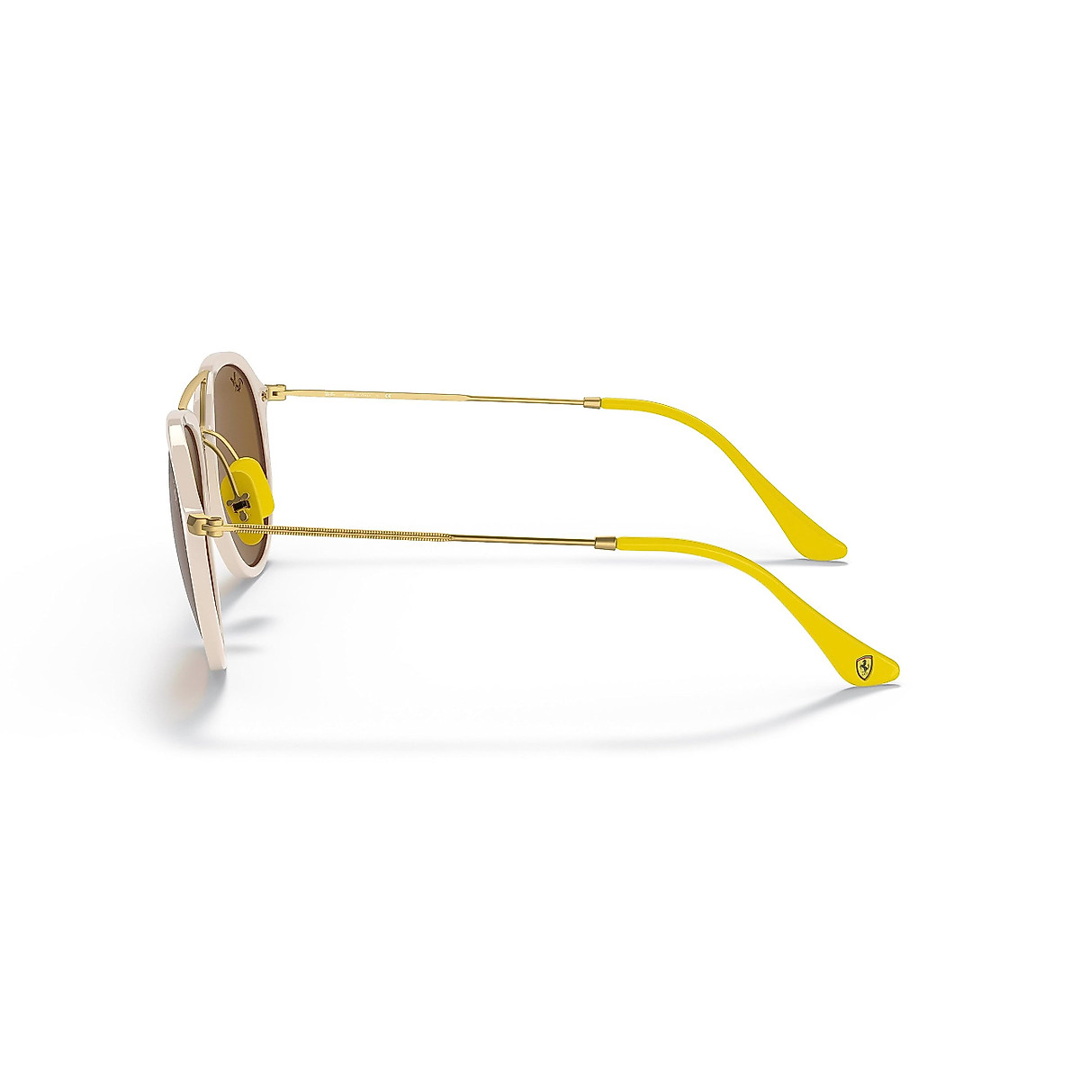 Ray-Ban RB4369M Scuderia Ferrari Collection Square Sunglasses, White Sand/Brown, 53 mm