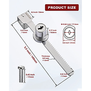 Naissian Sliding Glass Door Ratchet Lock, Lock for Sliding Glass Cabinet Door Locks with Keys Showcase Display Vivarium Reptile Cage Locks, Chrome Finish with 6 Key Aliked, Pack of 2