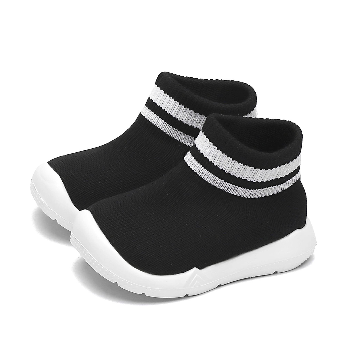 Engtoy Baby Shoes Baby Sock Shoes Baby Walking Shoes Infant Non-Slip Breathable Slippers with Soft Rubber Sole Baby Boys Girls Slip On Sneakers Black
