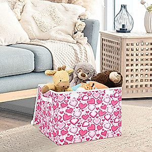 Storage Bins with Lids Foldable Storage Baskets Storage Cubes Collapsible Closet Organizer Containers with Cover Love Heart for Home Office Organizer Closet, Shelves, Toy, Nursery