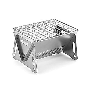 Camp Mini Grill Outdoor Portable Stainless Steel Grill and Portable Fire Pit Wood Stove