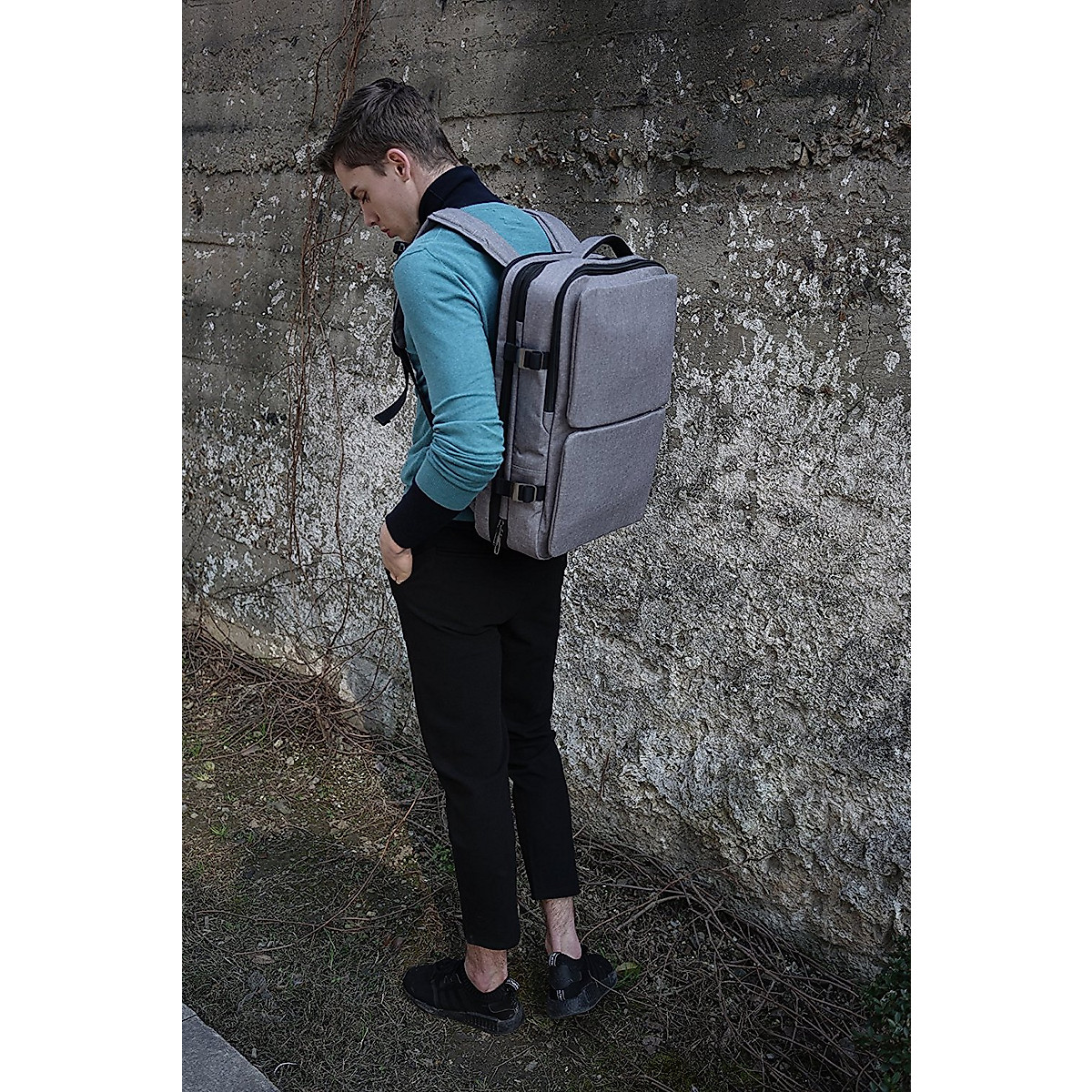 Cai Unisex College Bag, Large Travel Laptop Backpack 15 Inch 17 Inch Computer Water Resistant Rucksack (17, Black)