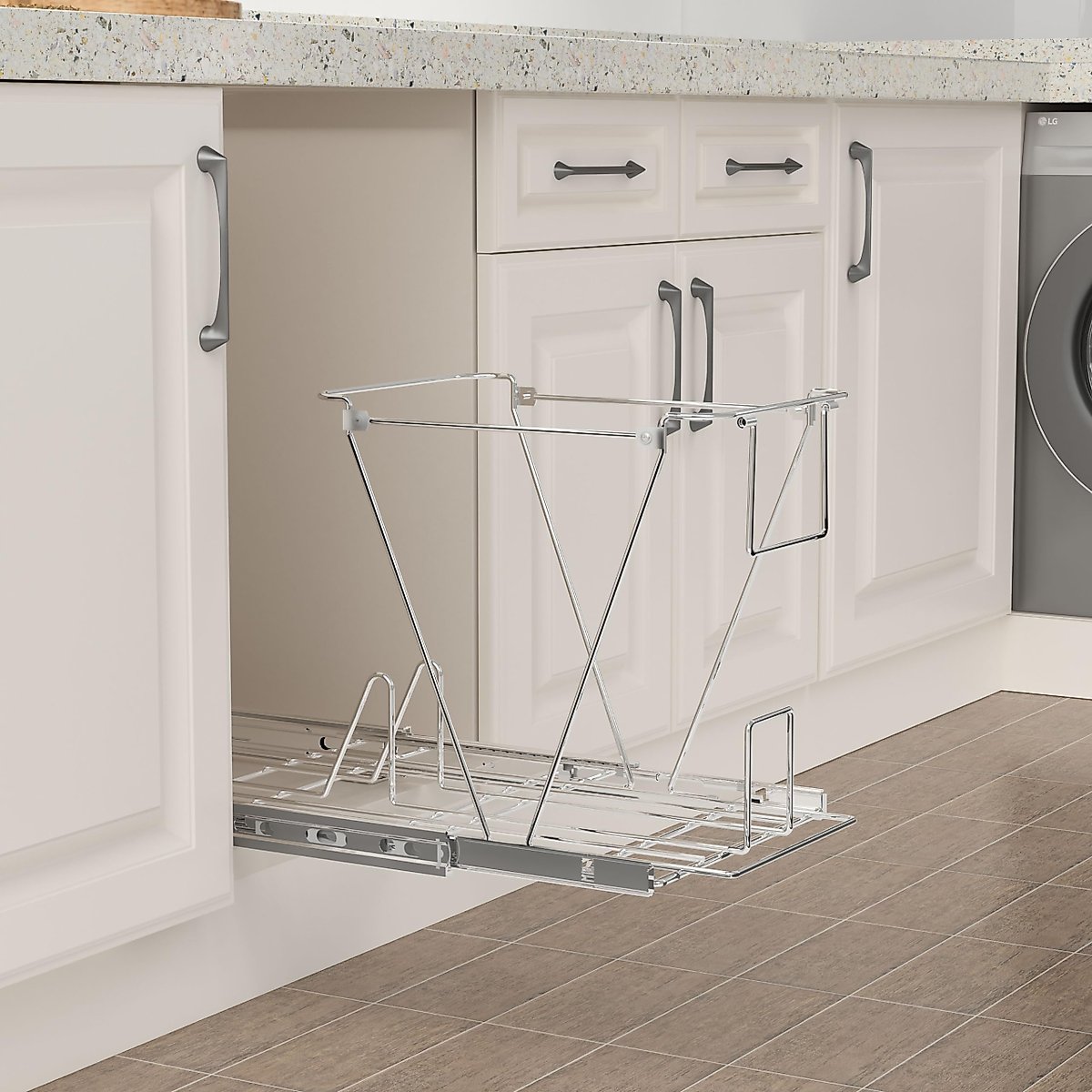 ROOMTEC Pull Out Trash Can Organizer for Under Kitchen Cabinets, 35 Qt Kitchen Cabinet Trash Can Drawer Slide Out, 12 Gal Sliding Garbage Can Under Counter (Trash Can Not Included)