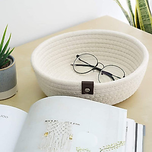 Goodpick 3pack Small Basket - Woven Storage Basket on Shelf Key Basket on Table Top Cute Basket for Pets Toy Storage Home Storage Baskets for Shelves Gift Baskets, White