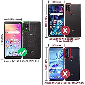 TJS Compatible with Alcatel TCL A3 A509DL Case/TCL A30 Case, with Tempered Glass Screen Protector, Magnetic Support Hybrid Shockproof Metallic Brush Finish Protector Phone Case Cover (Blue)