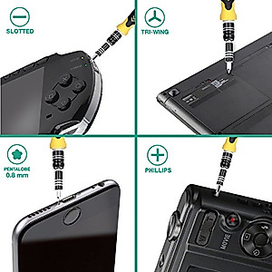 ORIA Precision Screwdriver Kit, 60 in 1 with 56 Bits Screwdriver Set, Magnetic Driver Kit with Flexible Shaft, Extension Rod for Mobile Phone, Smartphone, Game Console, Tablet, PC, Yellow