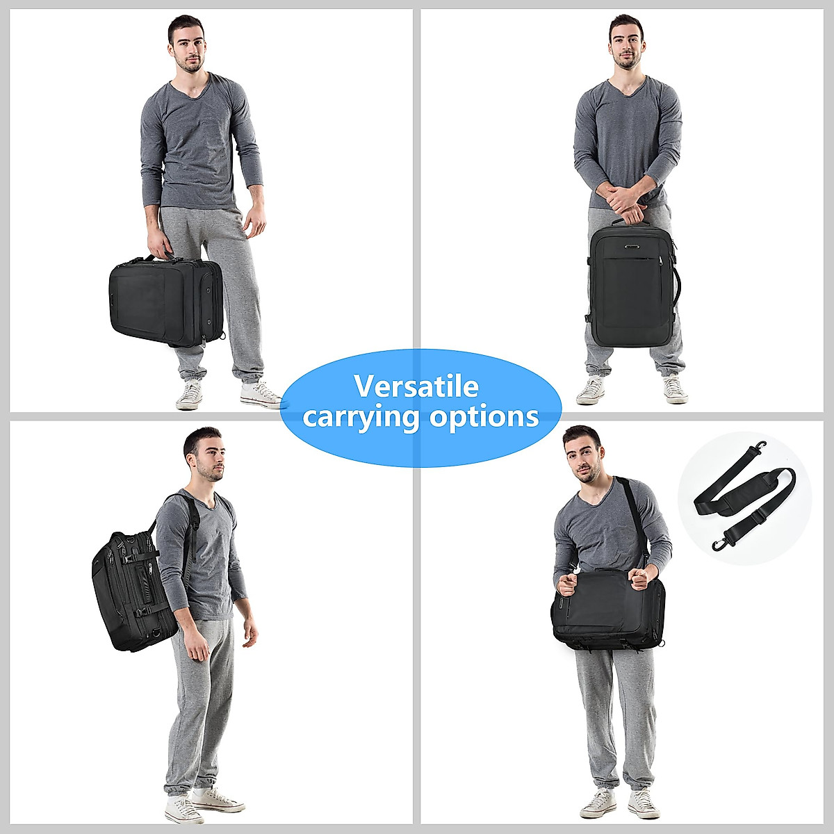 LOKASS 55L Travel Backpack All in One Carry on Backpack/Handbag/Shoulder bag, Flight Approved Travel Essentials Luggage Bag for Business Trip Travel, with Removable Toiletries Display Bag