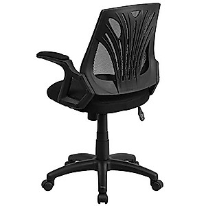 Flash Furniture Mid-Back Designer Black Mesh Swivel Task Office Chair with Open Arms