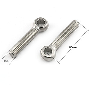 E-outstanding Lifting Ring Eye Bolt 6PCS M6x30mm 304 Stainless Steel Eye Bolt Screw Axle Pin Split Pin Shaft Pin Dowel Bolt Ring Screw Loop Hole Bolt