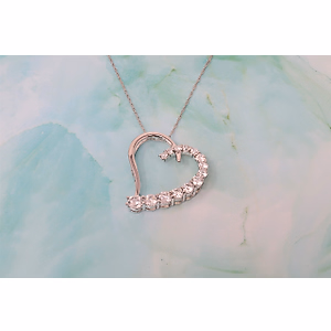 ORO LEONI 14k White Gold Cubic Zirconia Heart Pendant Necklace