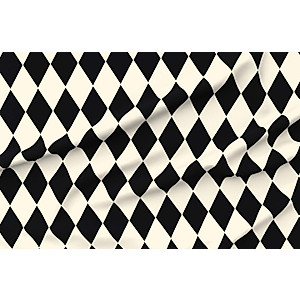 Spoonflower Fabric - Diamonds Cosmic Latte Black Large Cream Geometric Squares White Printed on Petal Signature Cotton Fabric Fat Quarter - Sewing Quilting Apparel Crafts Decor