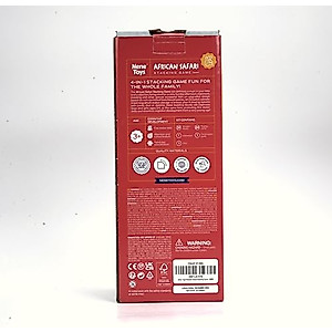 Nene Toys Wooden Block Stacking Game – 4-in-1 Tumble Tower Family Board Game with Building Blocks, Cards and Dice – African Safari Educational Wooden Toy for Kids 3-9 Years Old About Animals