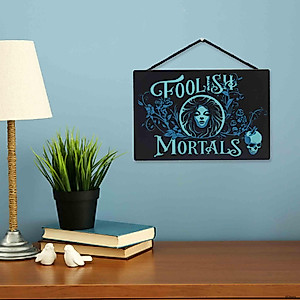 Disney Haunted Mansion Foolish Mortals Hanging Wood Wall Decor - Spooky Foolish Mortals Sign for Halloween Decor