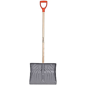 A.M. Leonard Snow Shovel with Steel Wear Strip, D-Grip, 18-inches Wide