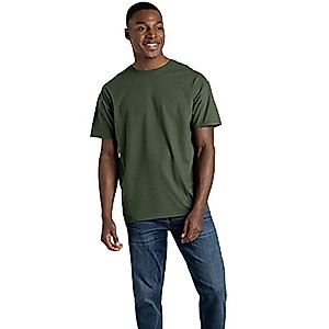 Fruit of the Loom Men's Eversoft Cotton T-Shirts (S-4XL), Crew-2 Pack-Military Green, Large
