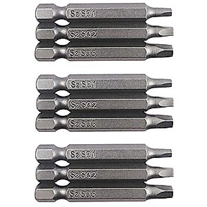 Wolfride 3 Set of 3pcs Square Head Screwdriver Bits 1/4-Inch Shank Magnetic Square Drive Bits Set| SQ1 SQ2 SQ3, 2-Inch Length