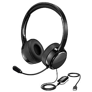 XAPROO USB Headset with Microphone for PC, 3.5mm Headset with Microphone for Laptop, Quality Computer Headset with Mute/Sidetone, USB Headphones with Microphone Noise Canceling for Zoom MS Teams