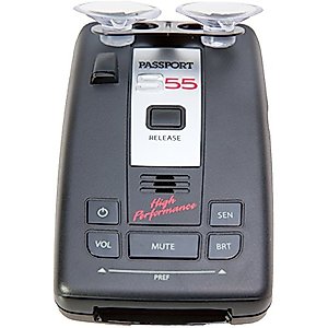 Escort Passport S55 Radar Detector – Extended Long Range, Escort Live App, AutoMute, AutoSensitivity, Audible Alerts, Adjustable LED Display, Signal Strength Meter, Black