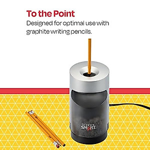 School Smart Vertical Electric Pencil Sharpener, For Classroom, Home, and Office Use, Black and Grey