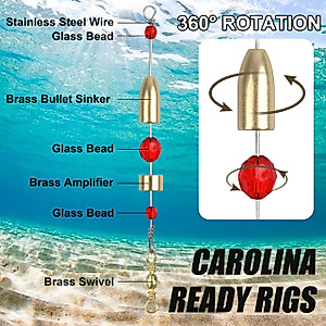OROOTL Carolina Rig for Bass Fishing, 5pcs CRR Carolina Ready Rigs Pre-Rigged Bass Fishing Weights Carolina Keeper Tackle Sizes 1/4 3/8 1/2 3/4 1oz