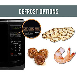 Farberware Compact Countertop Microwave Oven, 0.7 Cu. Ft. 700-Watt with LED Lighting, Child Lock, Easy Clean Grey Interior, Retro Black