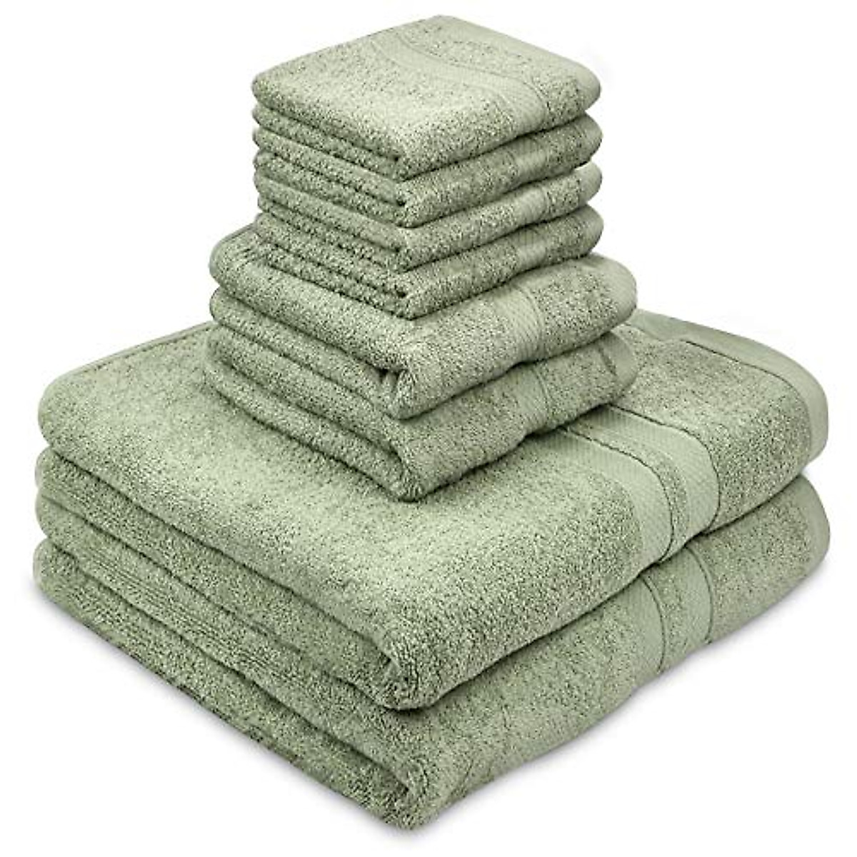 TALVANIA Bath Towel Set - Luxury Hotel Bath Towels 100% Ring Spun Cotton 8 Piece Towel Set; 2 Bath Towels, 2 Hand Towels and 4 Washcloths Perfect for Bathrooms, Guest Room, Spa or Hotels (Mint Green)