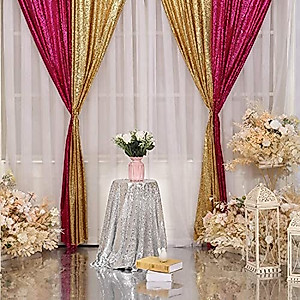 Juya Delight Gold Sequin Backdrop Curtain,4PCS 2FTx8ft Glitter Backdrop Curtain for Party,Birthday,Christmas Wedding Decoration