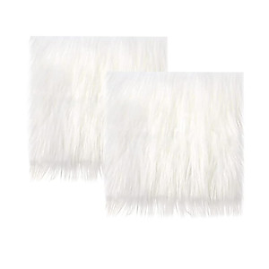 UUYYEO 2 Pcs 10 x 10 Inch Faux Fur Fabric Squares Soft Fluffy Fabric for Sewing Plush Fabric Squares Shaggy Fur Cuts Patches Costume Decoration Fabric White