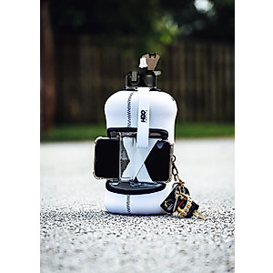 H2O Capsule 2.2L Half Gallon Water Bottle with Storage Sleeve and Covered Straw Lid – BPA Free Large Reusable Drink Container with Handle - Big Sports Jug, 2.2 Liter (74 Ounce) Canvas White