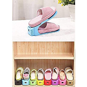 KQGO Shoe Slots Space Saver, Stackable Shoe Slot Organizer Space Saver, Easy Shoe Organizer, Shoe Storage, Blue Pack of 10