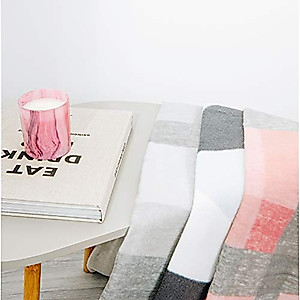 Dreamscene Grey Plaid Check Fleece Blanket Super Soft Lightweight Cozy Sofa Bed Buffalo Throw, Silver - 50" x 60" inch