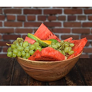 Samhita Acacia Wood Fruit Bowl for Fruits or Salads,Serving Dish Looks Absolute Beautiful With Your Kitchen (10" x 10" X 4")