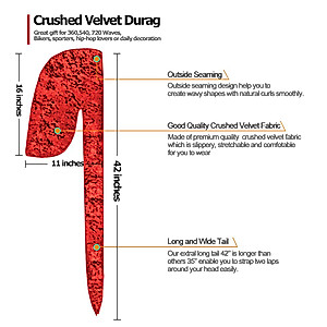 ASHILISIA 2 PCS Crushed Velvet Wave Durag – Premium Soft Durag Headwear with Extra Long Tail Perfect for 360 Waves