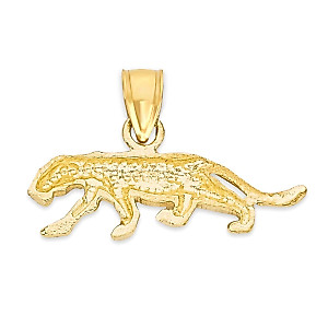 10k Real Solid Gold Panther Pendant, Leopard Jewelry, Jaguar Gifts for Her