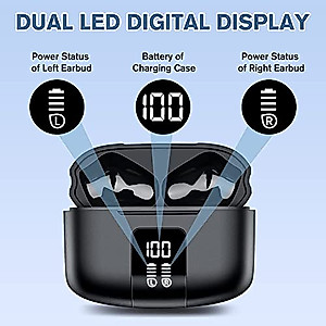 True Wireless Earbuds with 4 Mic, 5.3 Bluetooth Headphones with Dual LED Power Display, 35H Playtime in-Ear Earphones with Microphone , IPX5 Waterproof Ear Buds for Android iOS Gaming Laptop TV Sport