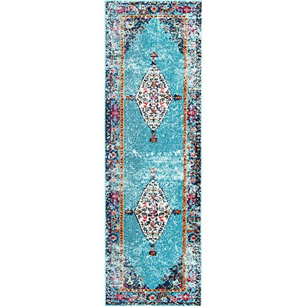 nuLOOM Veronica Vintage Distressed Runner Rug, 2' 6" x 10', Aqua