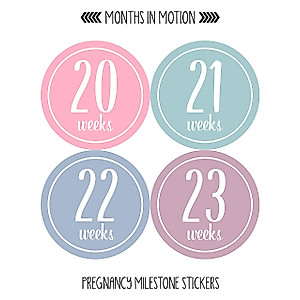 Months In Motion Pregnancy Weekly Belly Growth Stickers Pregnant Expecting Maternity Keepsake - Baby Bump - Large Set of 36 Weekly Photo Sticker