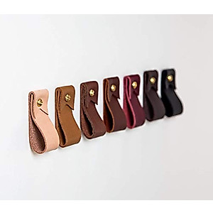 KEYAIIRA - Small Leather Wall Hook, wall hanging strap towel hook for wall leather loop strap for scarf storage boat paddle holder minimal towel bar rack storage