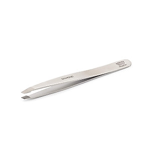 Professional Tweezers Diamond Slant Tip - Diamond Tip Tweezers for Men & Women - High Precision Design for Face, Eyebrow, Hair & Grooming - Stainless Steel Handmade Beauty Tool